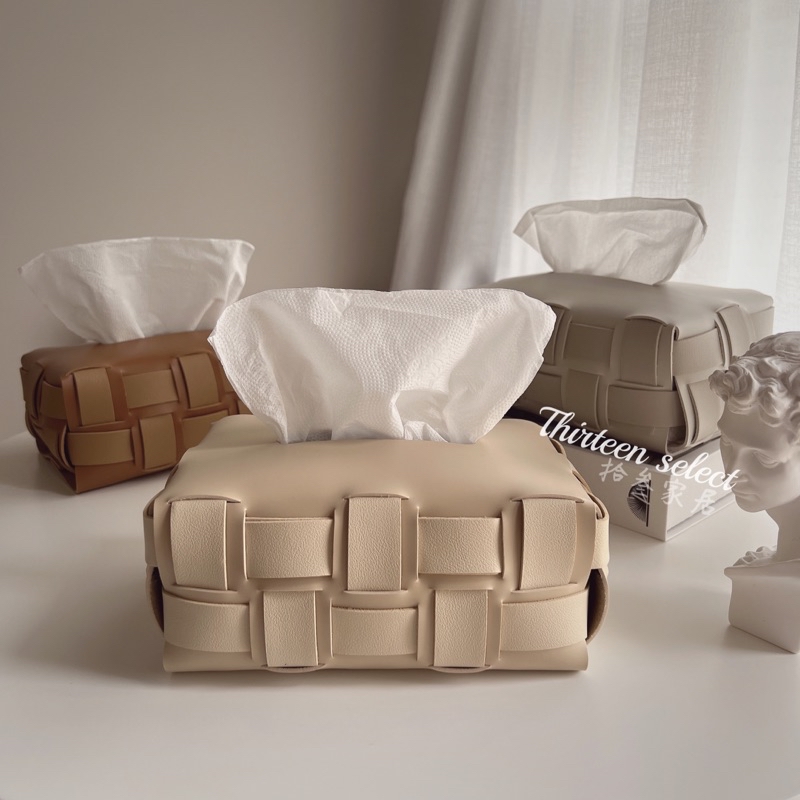 THiRTEEN Pick Up Three Home Roman Woven Leather Toilet Paper Cover ...