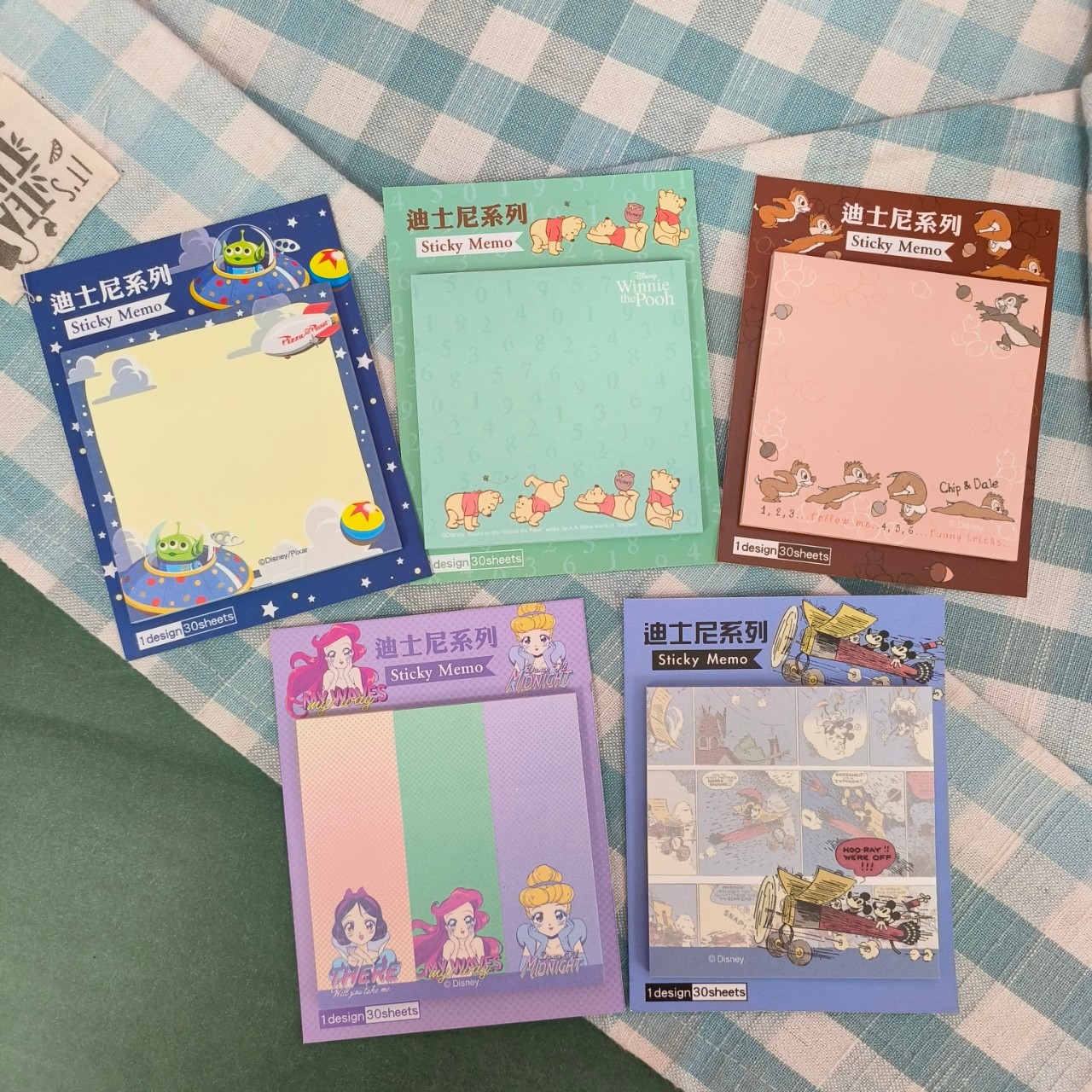 Disney Sticky Notes Label Stickers Instruction Note Mickey Pooh Chip 'N ...
