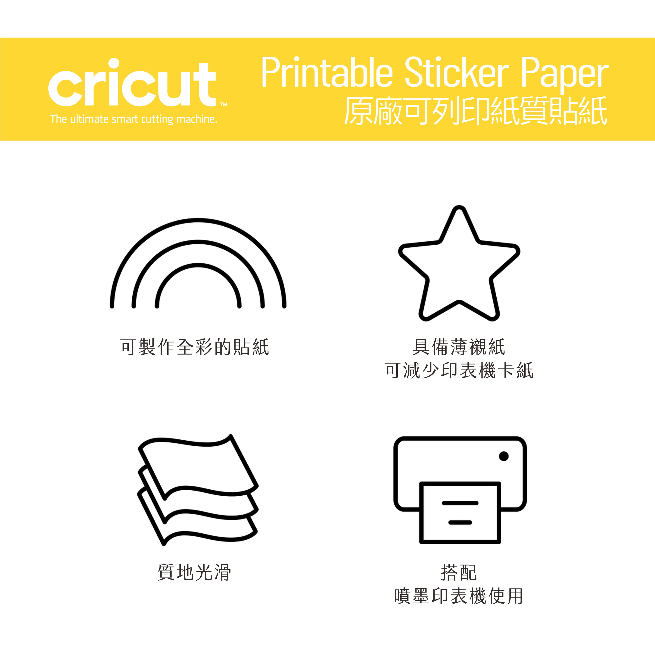 Cricut Printable Paper Sticker Sticker/White Single Sheet Retail ...