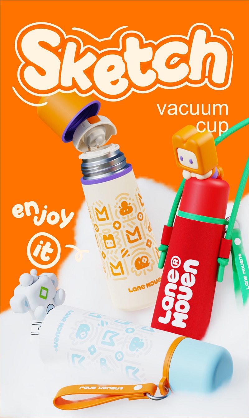 Lane mouen Cute Water Cup Series Hand-Painted Stainless Steel Thermal ...