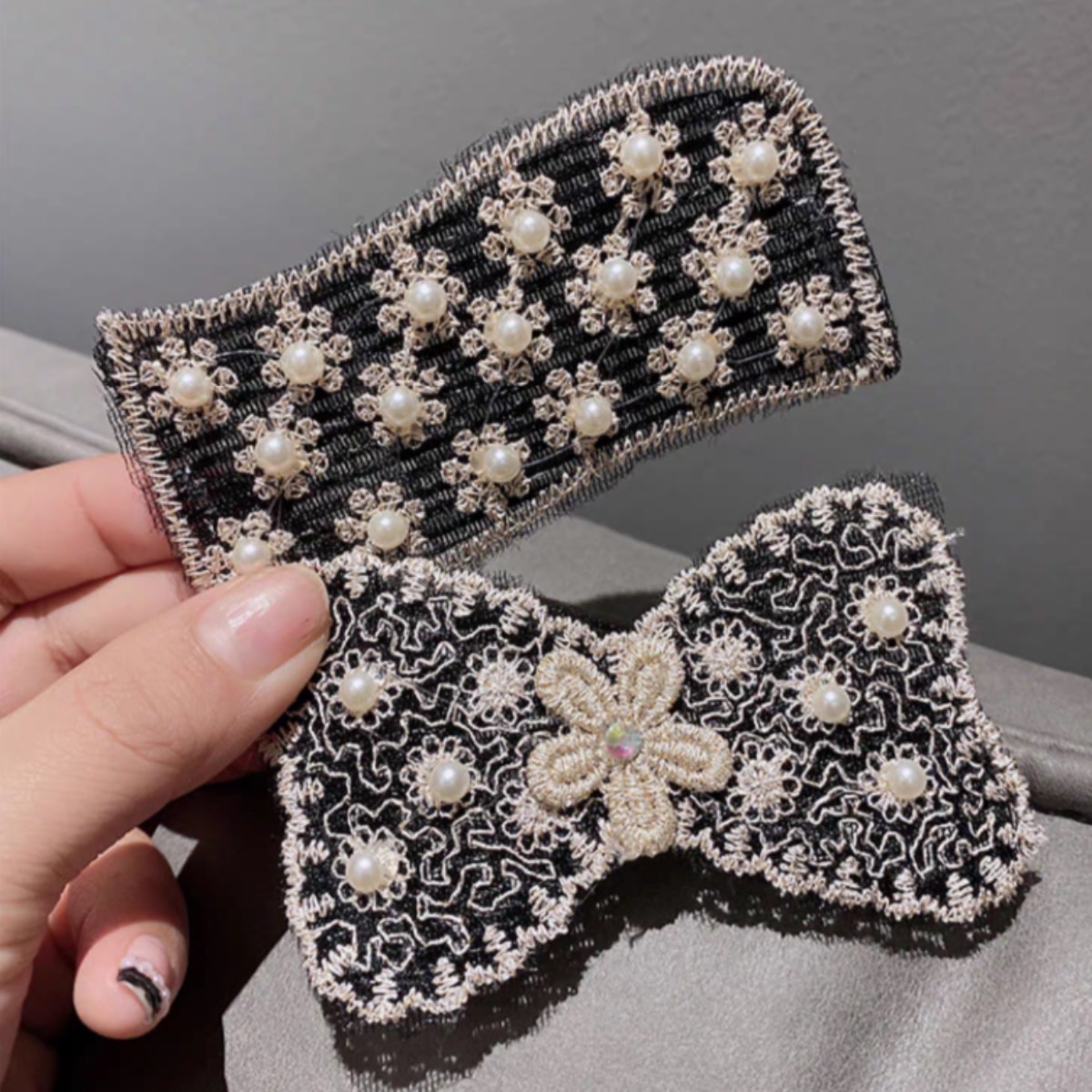 Lace Bangs Hair Stickers Positioning Seamless Pearl Velcro Felt Fixed ...