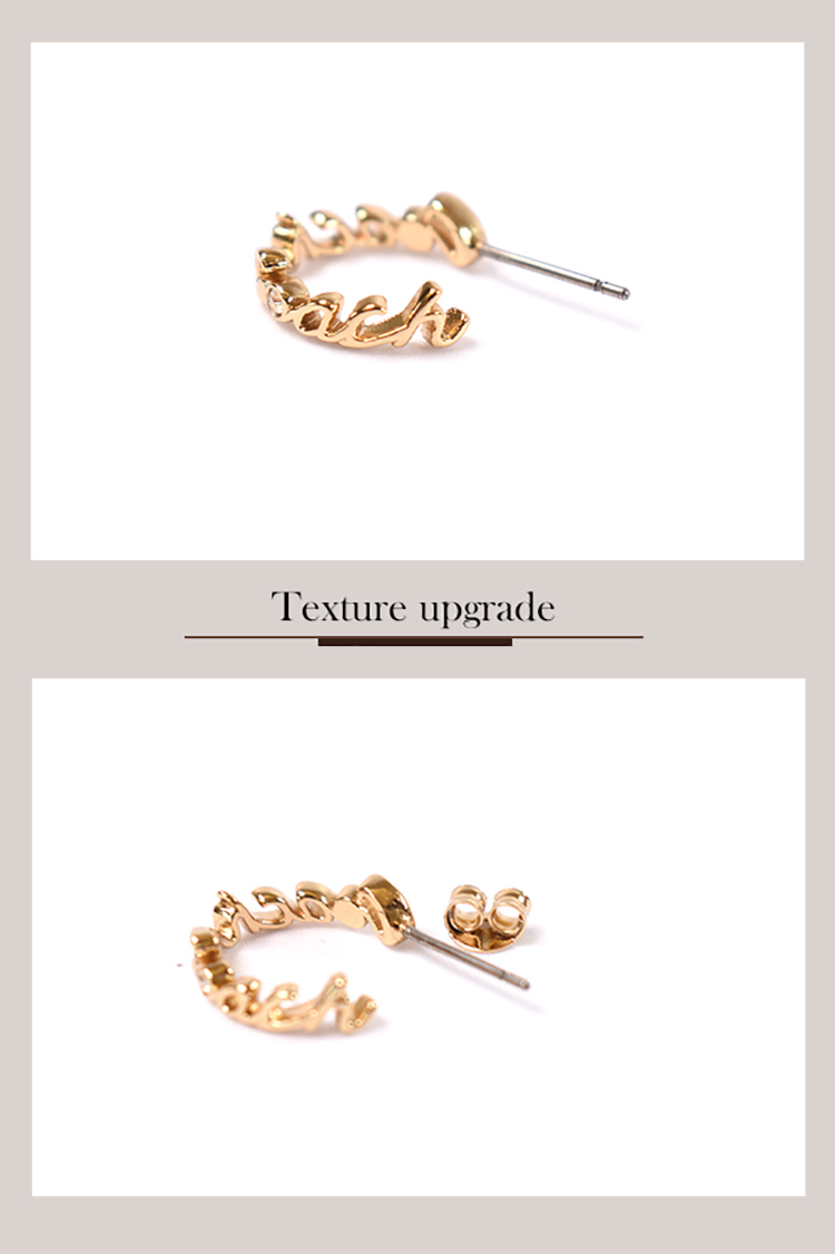 COACH Script Cursive LOGO Circle Stud Earrings-Gold | Shopee Singapore