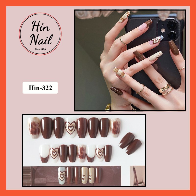 Piece Hin Nail bar-shaped fake arms with glue and heart-patterned ...