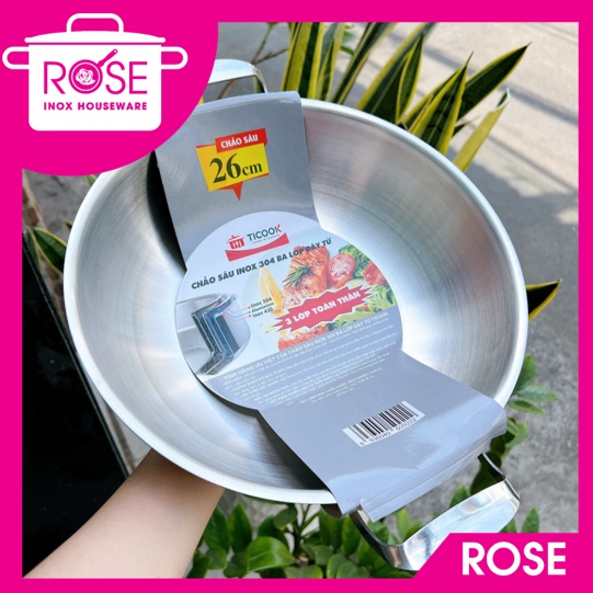 Three-layer 304 Stainless Steel Deep Pan with Bottom from Ticook ...