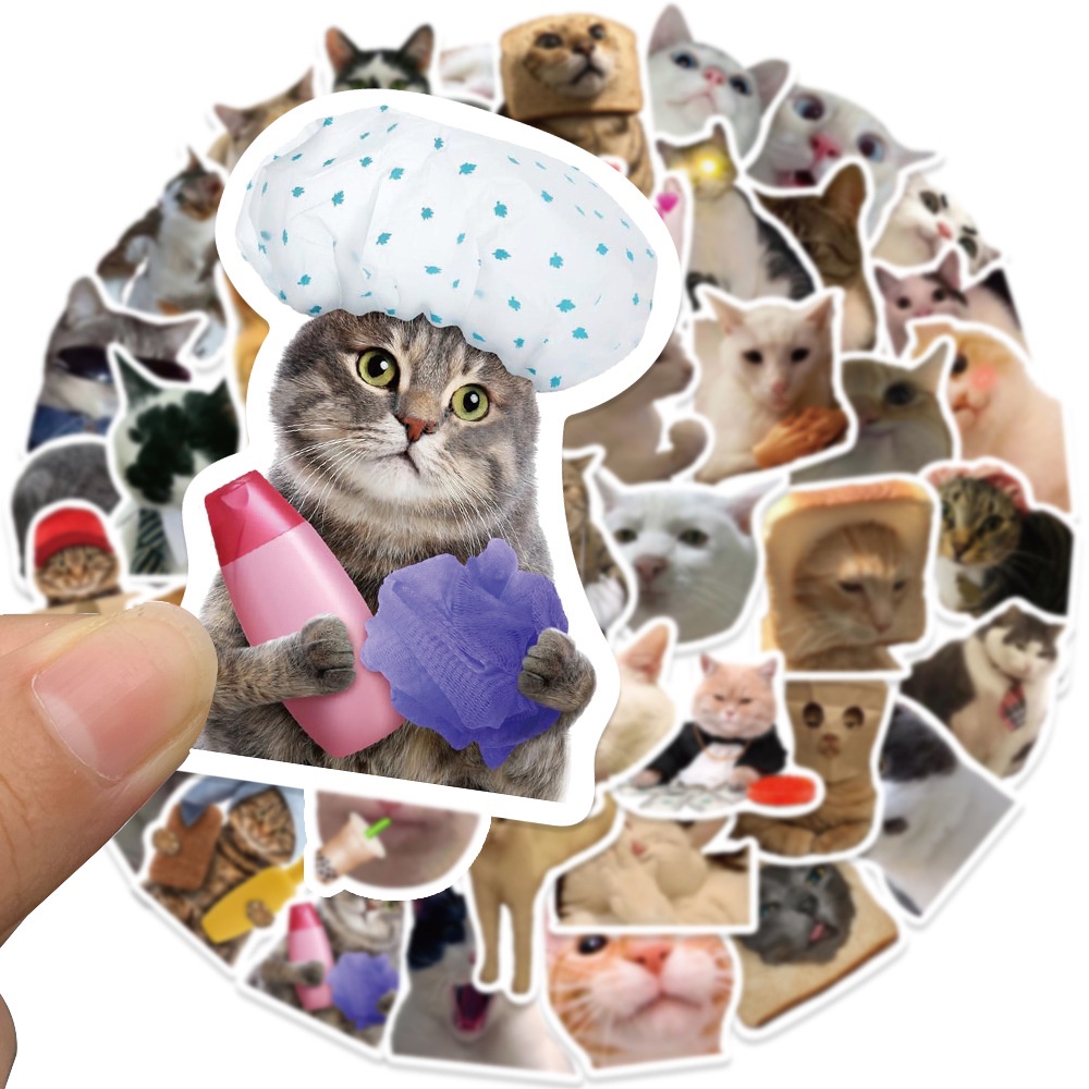 50pcs Cute Cat Graffiti Stickers No Repetition PVC Material for ...