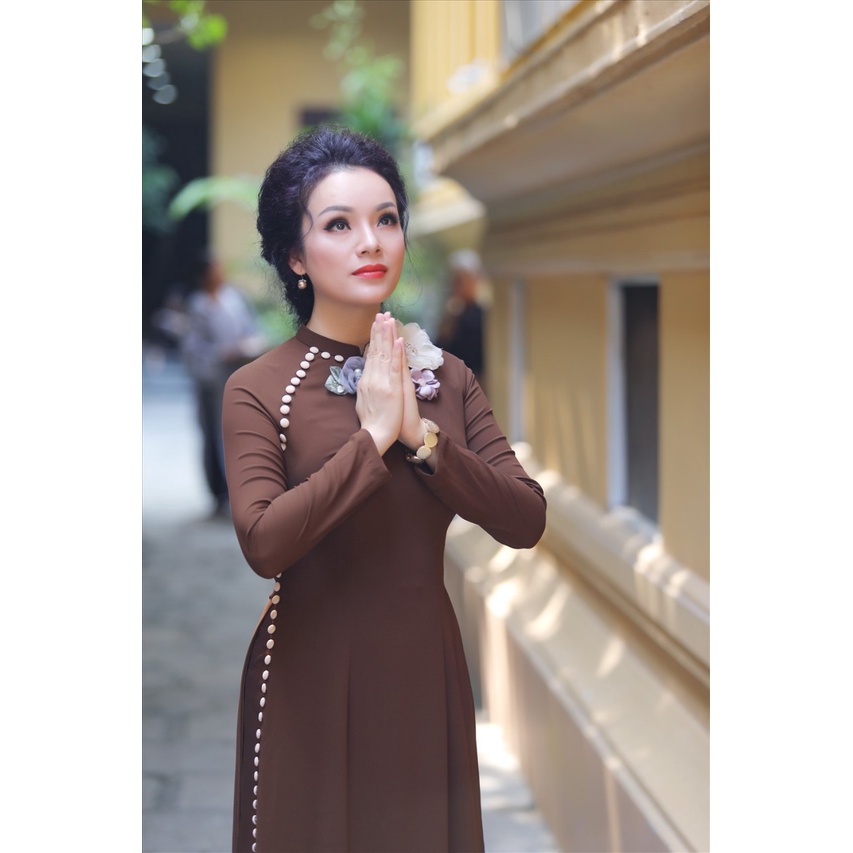 Super pretty brown ao dai model with 2 layers and 4 flaps - Thuy Linh ...