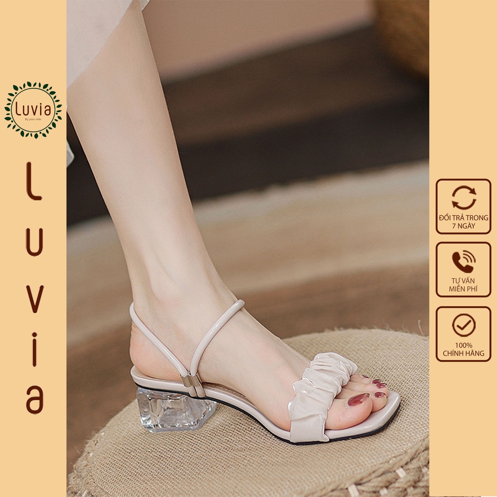 Luvia 52CG 5 inch high heel sandal with mica heel and ruffle straps ...