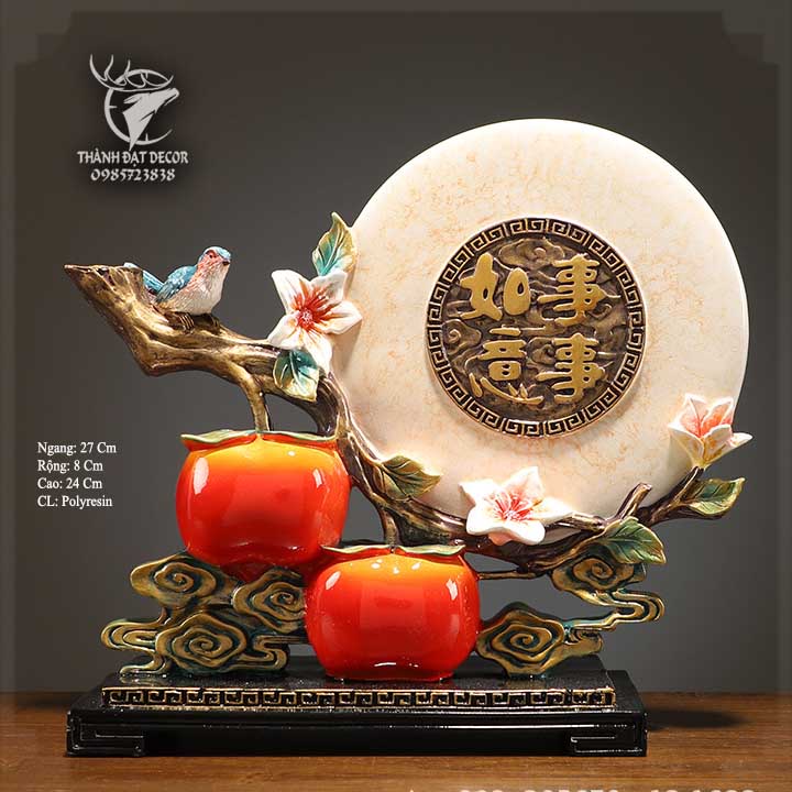 Feng Shui Statue of Persimmon and Jade Plate as Wish, Housewarming ...
