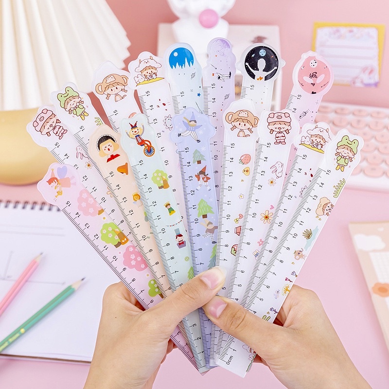 Transparent plastic ruler 15cm long with many cute character images ...