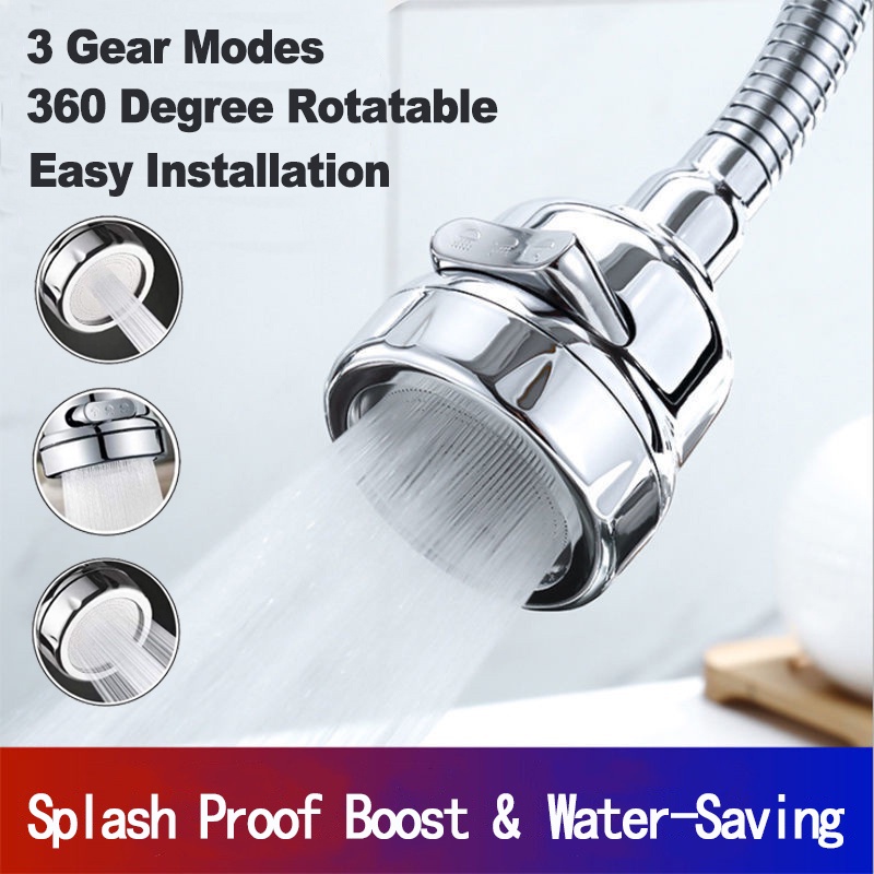 360 Degree Swivel Kitchen Faucet Aerator Adjustable Dual Mode Sprayer ...