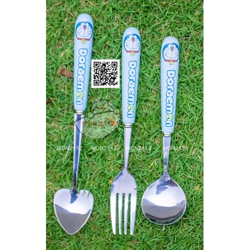 Doraemon Doremon stainless steel spoon and Fork set with heart spoon ...