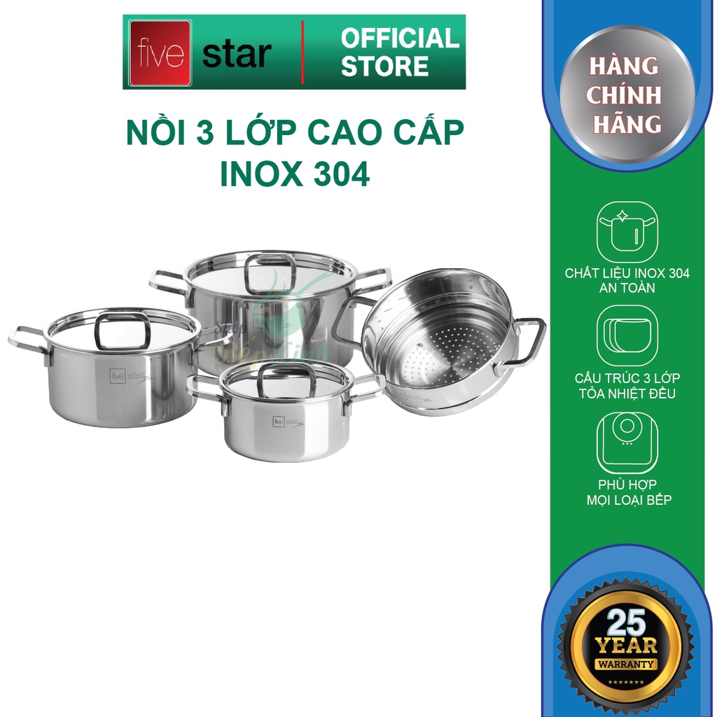 Fivestar Plus 304 stainless steel 3-layer instant bottom pot set with ...