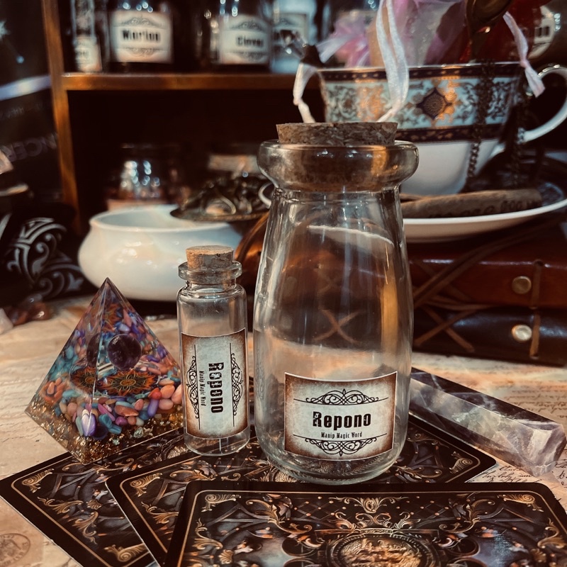 Repono - Glass jar containing Sigil ash and energy after burning Sigil ...