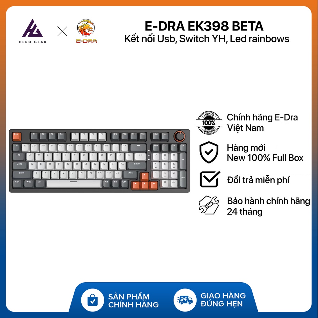 E-dra EK398 Beta wireless mechanical gaming keyboard - YH Switch - USB ...