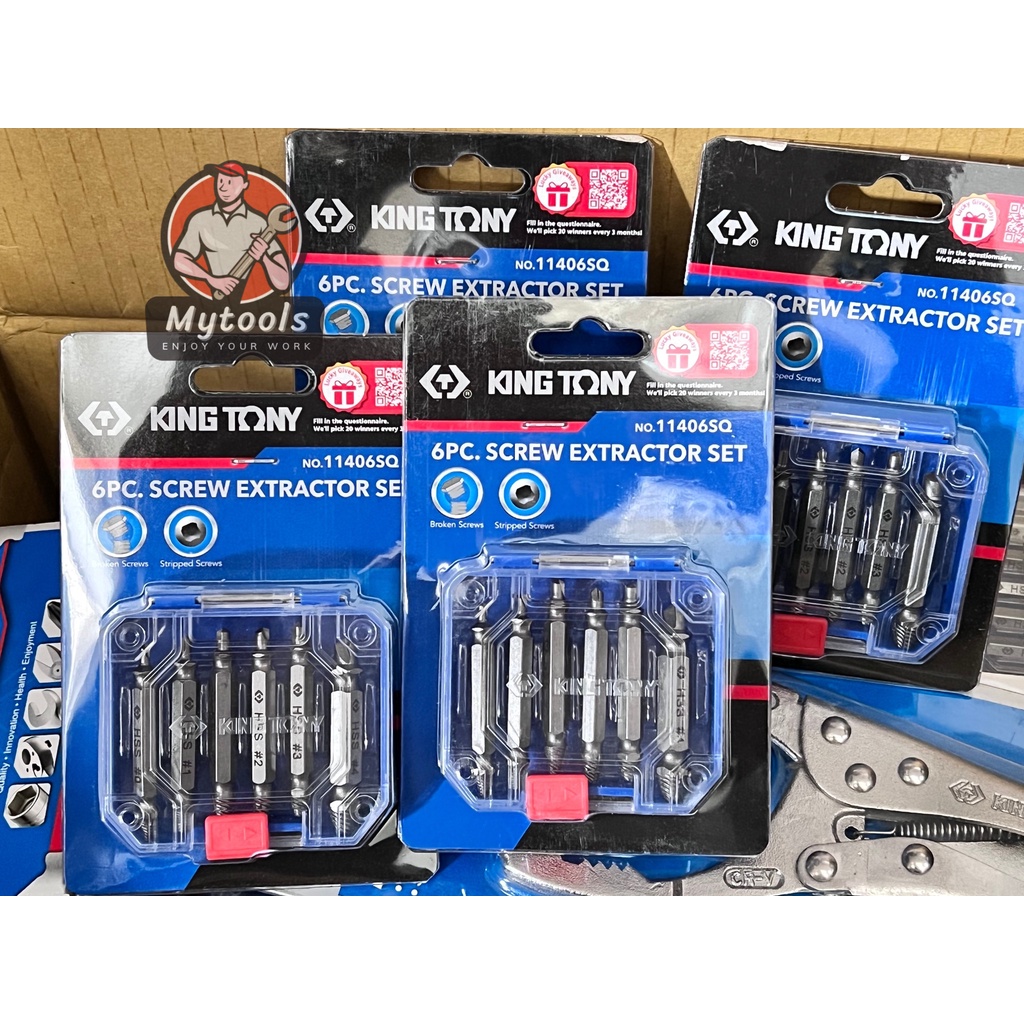 New model Kingtony 2-head broken screw removal set (Drill + Reverse tap ...