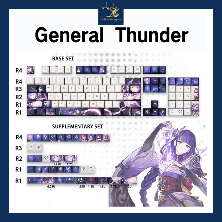 Genshin Impact Keycap with Character Print, 136 Key Keycap Set to Decorate Hutao Mechanical ...