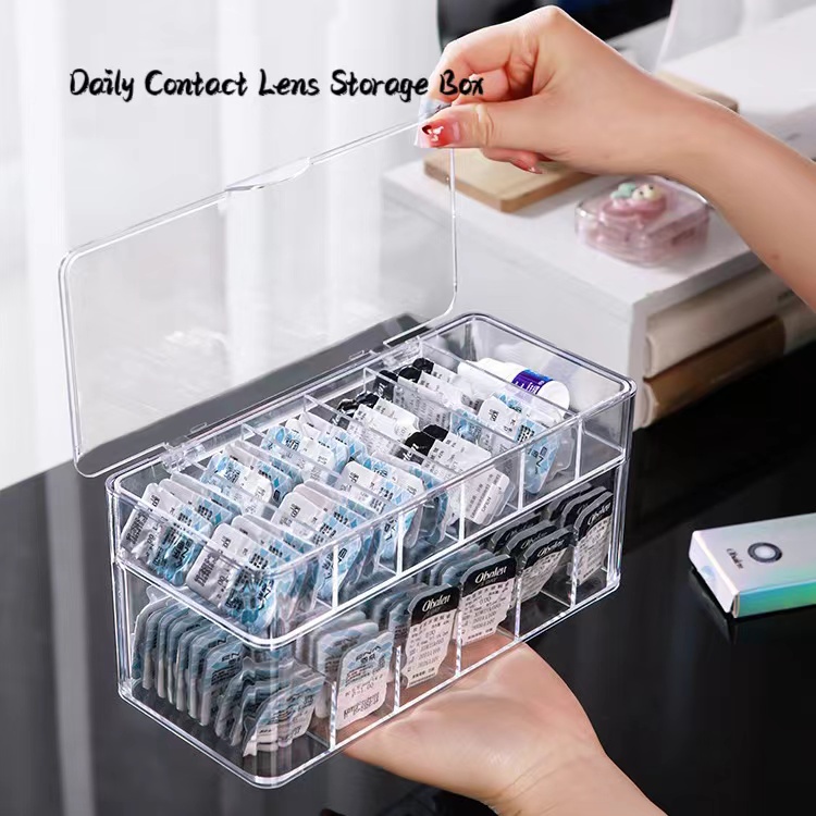 Double Layer Daily Contact Lens Storage Box High-capacity Transparent ...