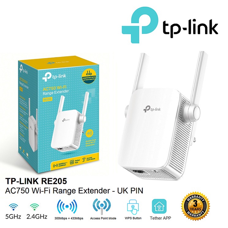 Tp-link RE205 AC750Mbps Dual Band Wifi Extender | Shopee Singapore
