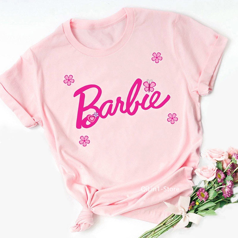 Letter Barbie Print Tee Shirt Femme Graphic Tees Summer Clothes Cute ...