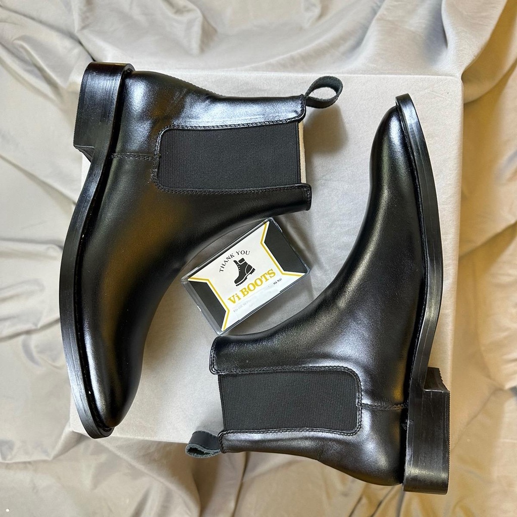 Chelsea Boots Classic Wooden Sole Nappa Cowhide High Collar, Genuine ...