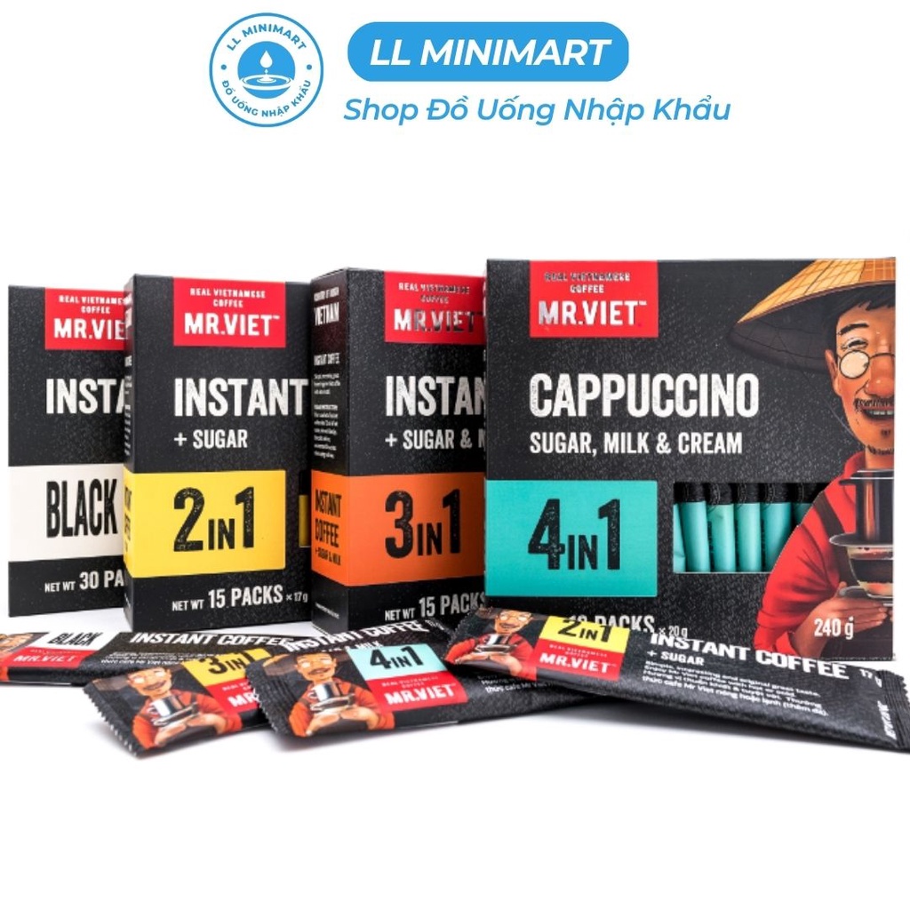 Mr. Viet Cappuccino Instant Coffee / Black / 4 / 3 / 2 IN 1 Full Box Of ...