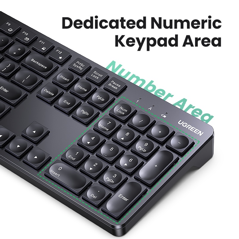 UGREEN 2.4G Wireless Keyboard 104 Keys Concave Keycaps for Laptop PC ...