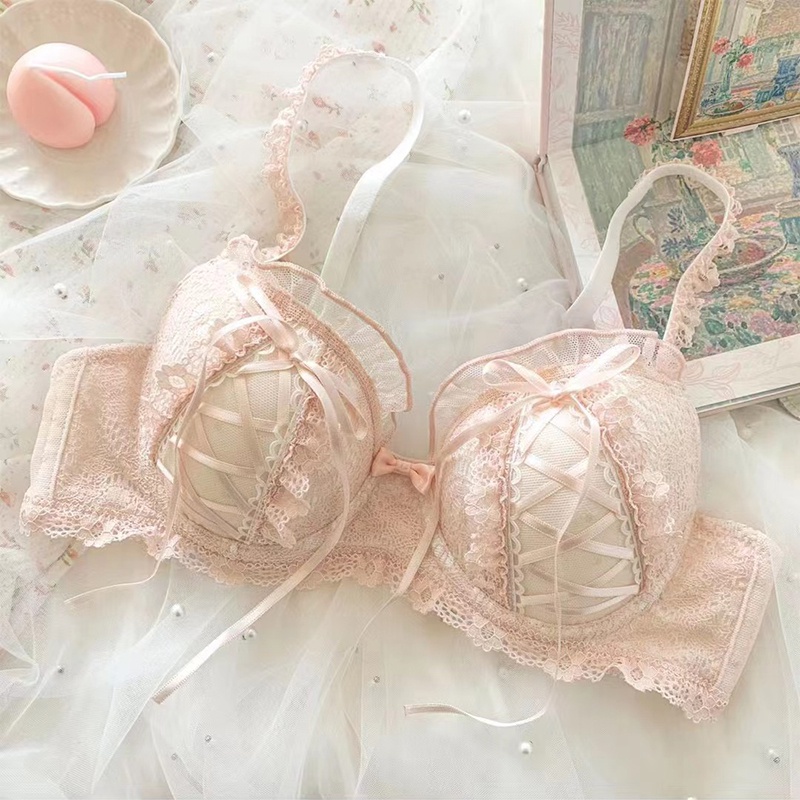 High Quality Lace Bra JK Style Underwear Women's Wireless Lingerie Push Up Bralette | Shopee ...