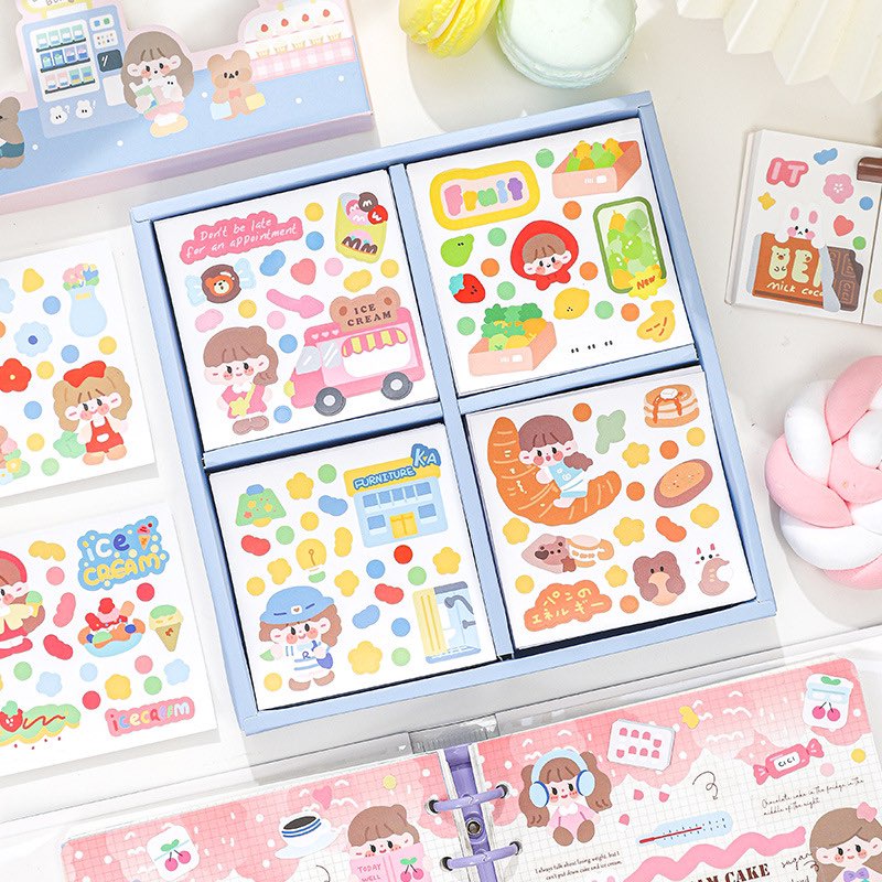 Cute stickers/Box of 100 cute stickers Shopping with friends to ...