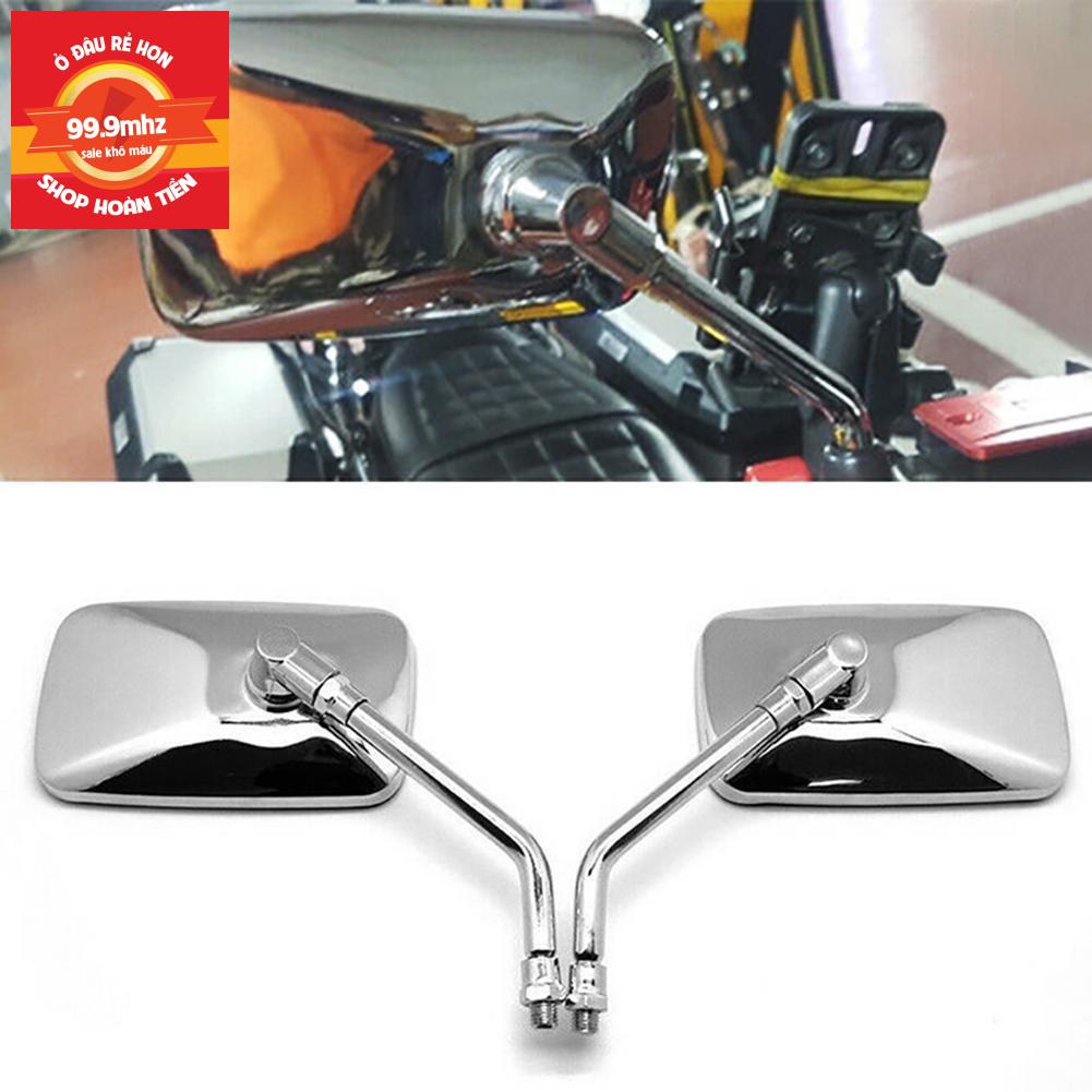 Large Square Stainless Steel Motorcycle Rearview Mirror - 10mm Threaded ...
