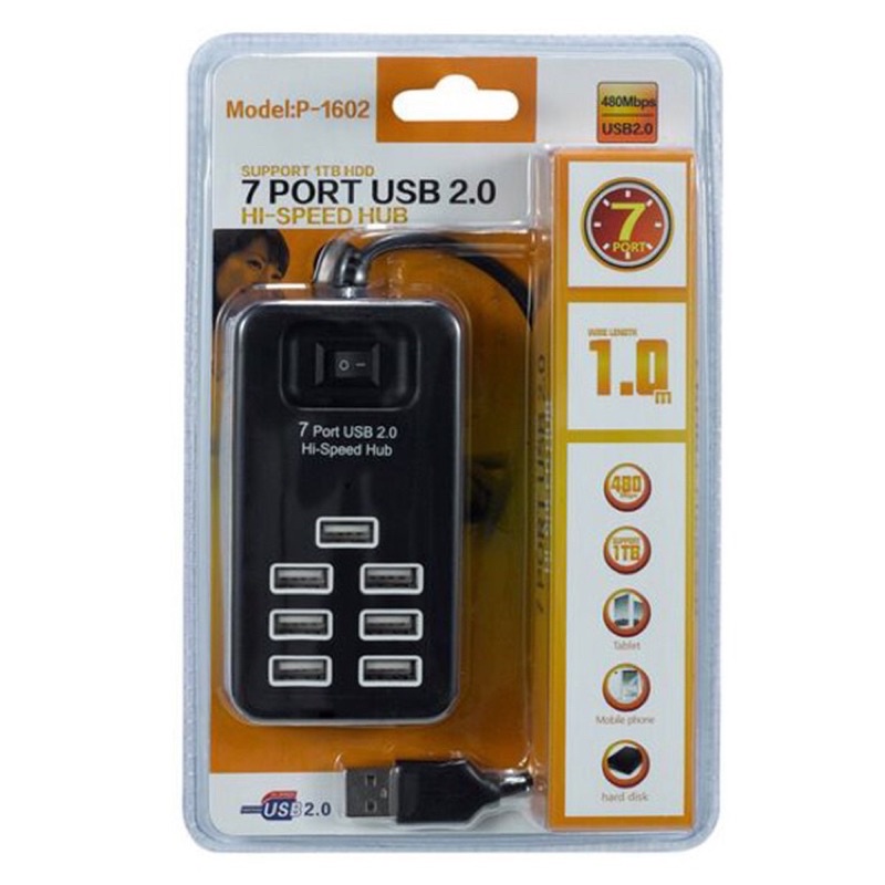 7-port usb Hub with 1 meter long cord, usb port splitter extender from ...