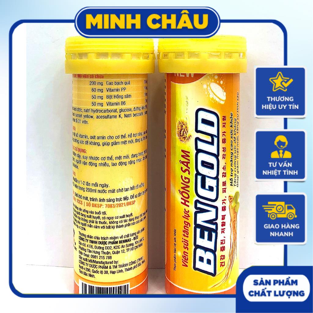 Red Ginseng Energy Effervescent Tablets - BEN GOLD Tube of 10 Tablets ...