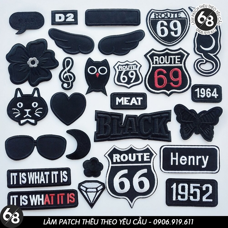 Thermal Iron Sticker Embroidered logo Fashion cute Unique Black And ...