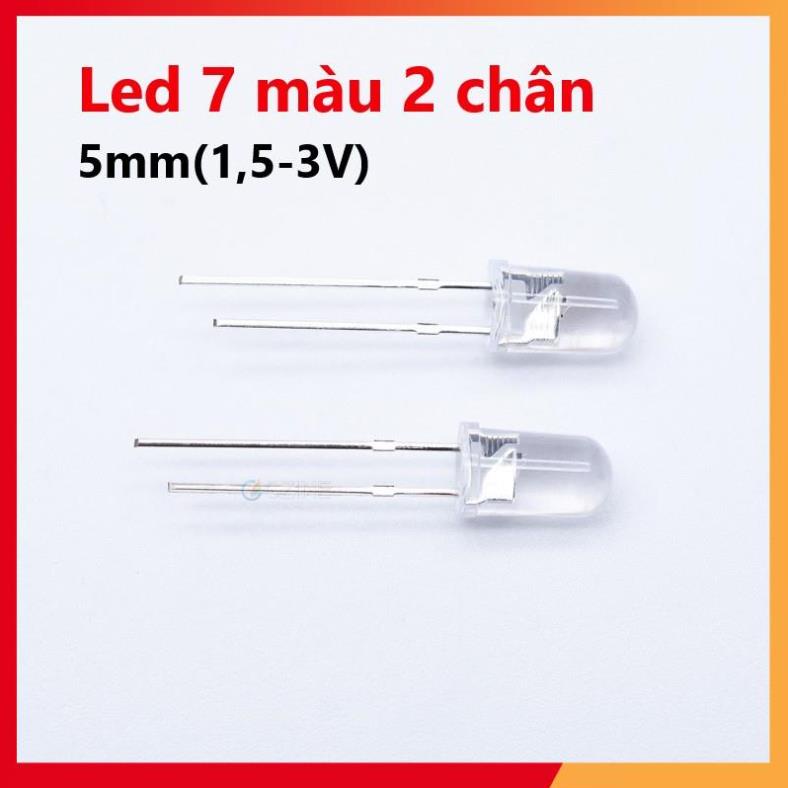 Package of 5 5mm flashing self-changing LEDs - 2-pin 7-color LEDs (1,5 ...