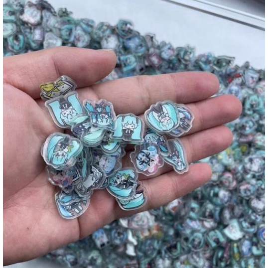 5 Pieces Hatsune Miku 2cm Merchandise Acrylic Piece Keychain Hair Rope ...