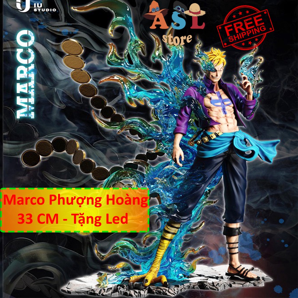 Super cool One Piece Marco standing into a blue fire phoenix, 34cm tall ...