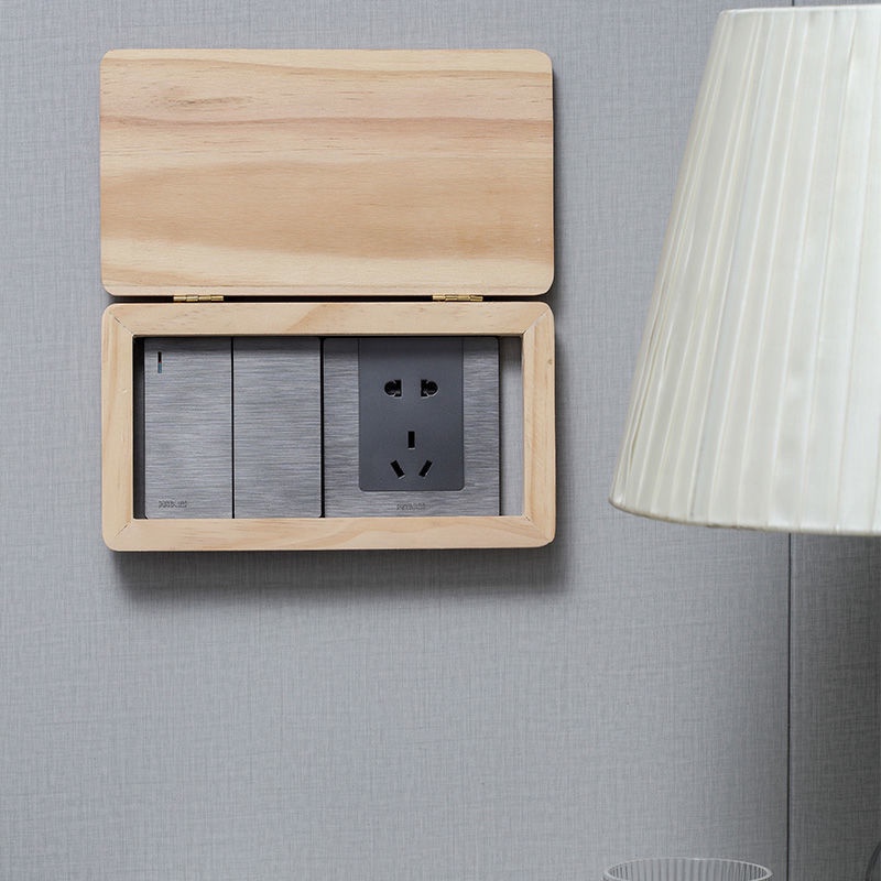 Socket box switch sticker solid wood children's anti-electric shock ...