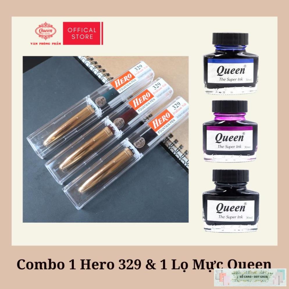 Hero 329 Fountain Pen Combo & Queen Ink (1 Pen & 1 Ink Bottle) | Shopee ...