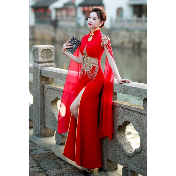 Walking Show Qipao 2023, dignified and atmospheric host clothing ...