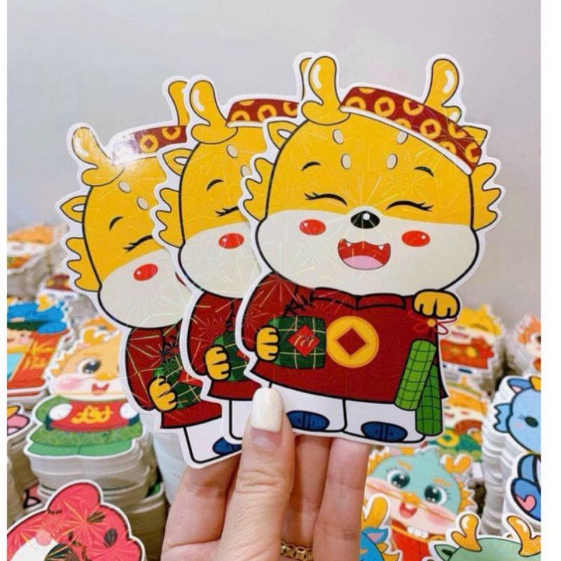 New Year Red Packet 2024 Reflective Chibi Red Envelope, With Sparkling ...
