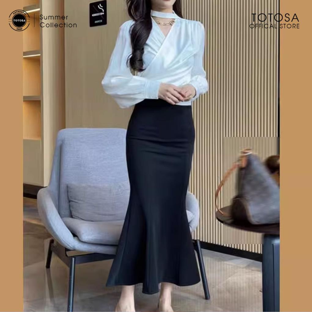 Long fishtail skirt, Midi spread skirt, hugging beautiful stretch ...