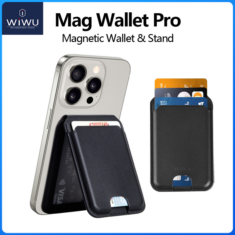 WiWU Mag Wallet Pro Leather Portable Stand Card Wallet Strong Magnetic ...