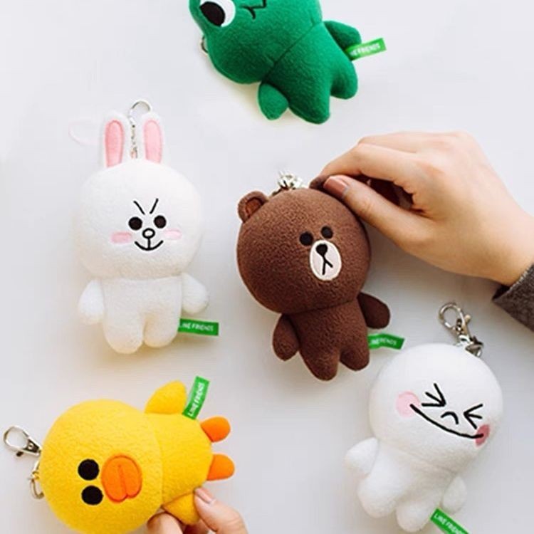 LINE Brown Bear Connie Rabbit Doll Pendant Keychain Doll PenLINE布朗熊可妮兔 ...