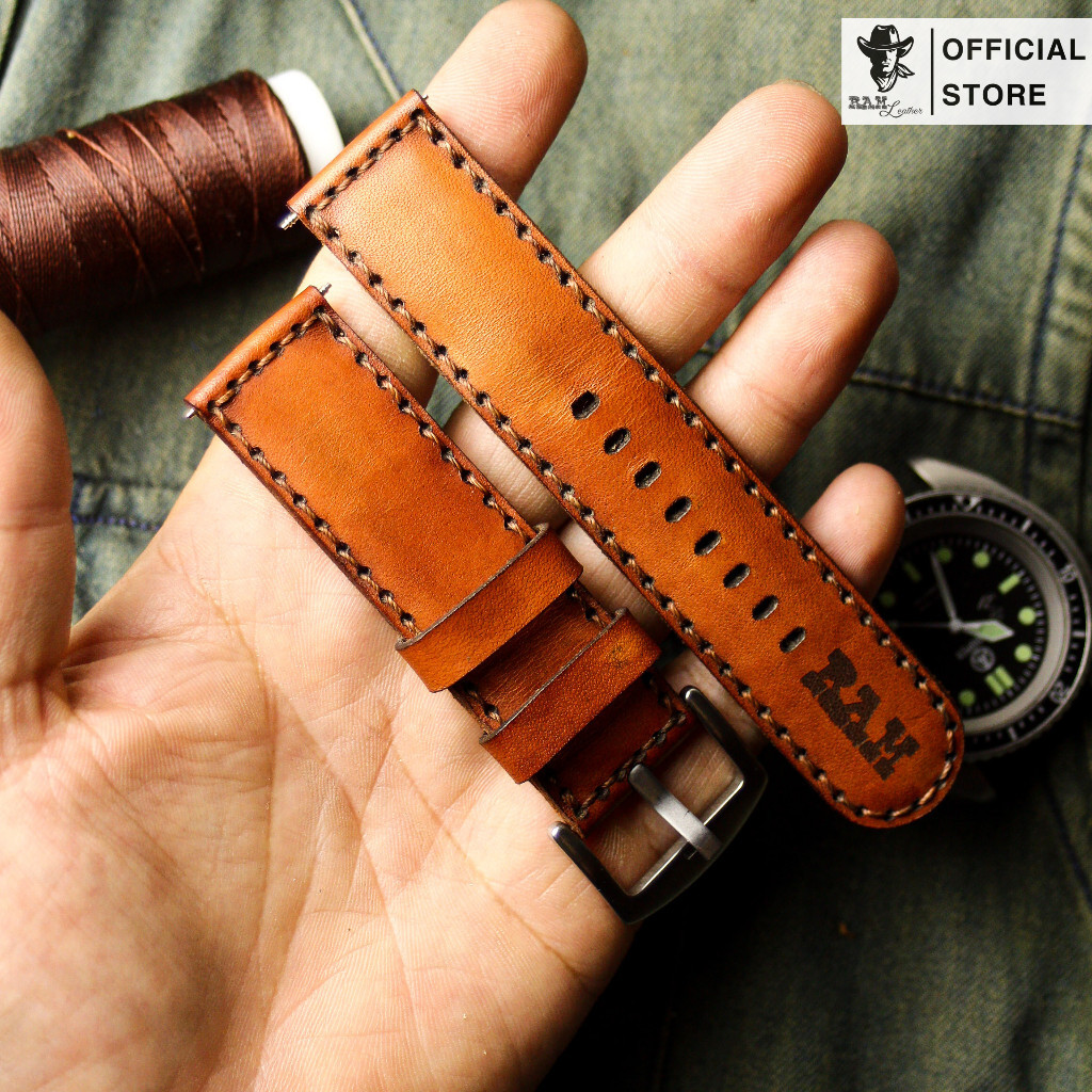 Synthetic Handmade Cowhide Watch Strap in Cow Yellow Super durable RAM ...
