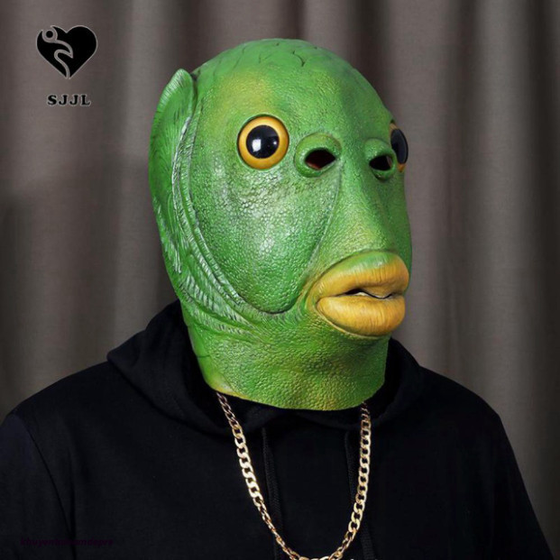 Sjjl Anime Kawaii blue fish head mask fun costume for parties | Shopee ...