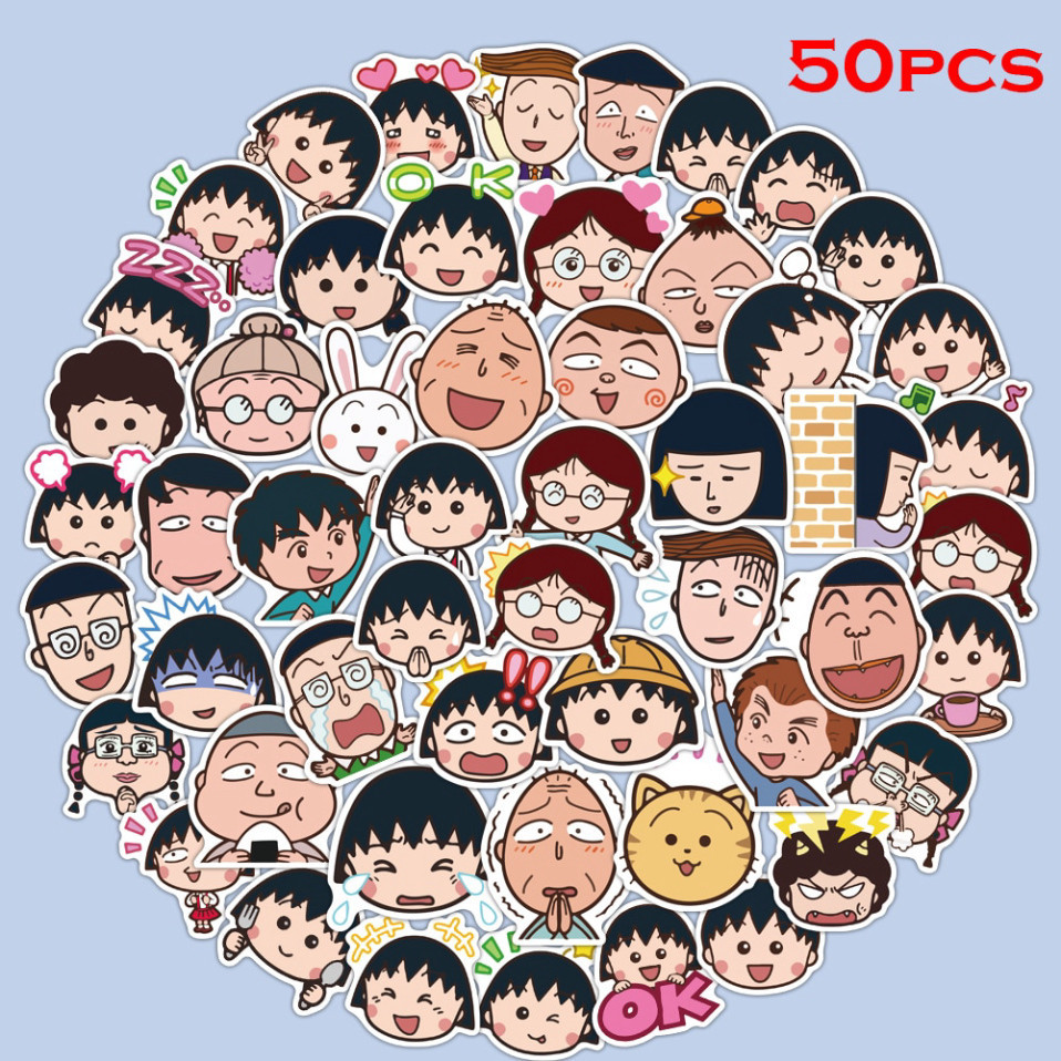 Set of 50 lovely decorative Maruko-chan chibi cartoon stickers | Shopee ...