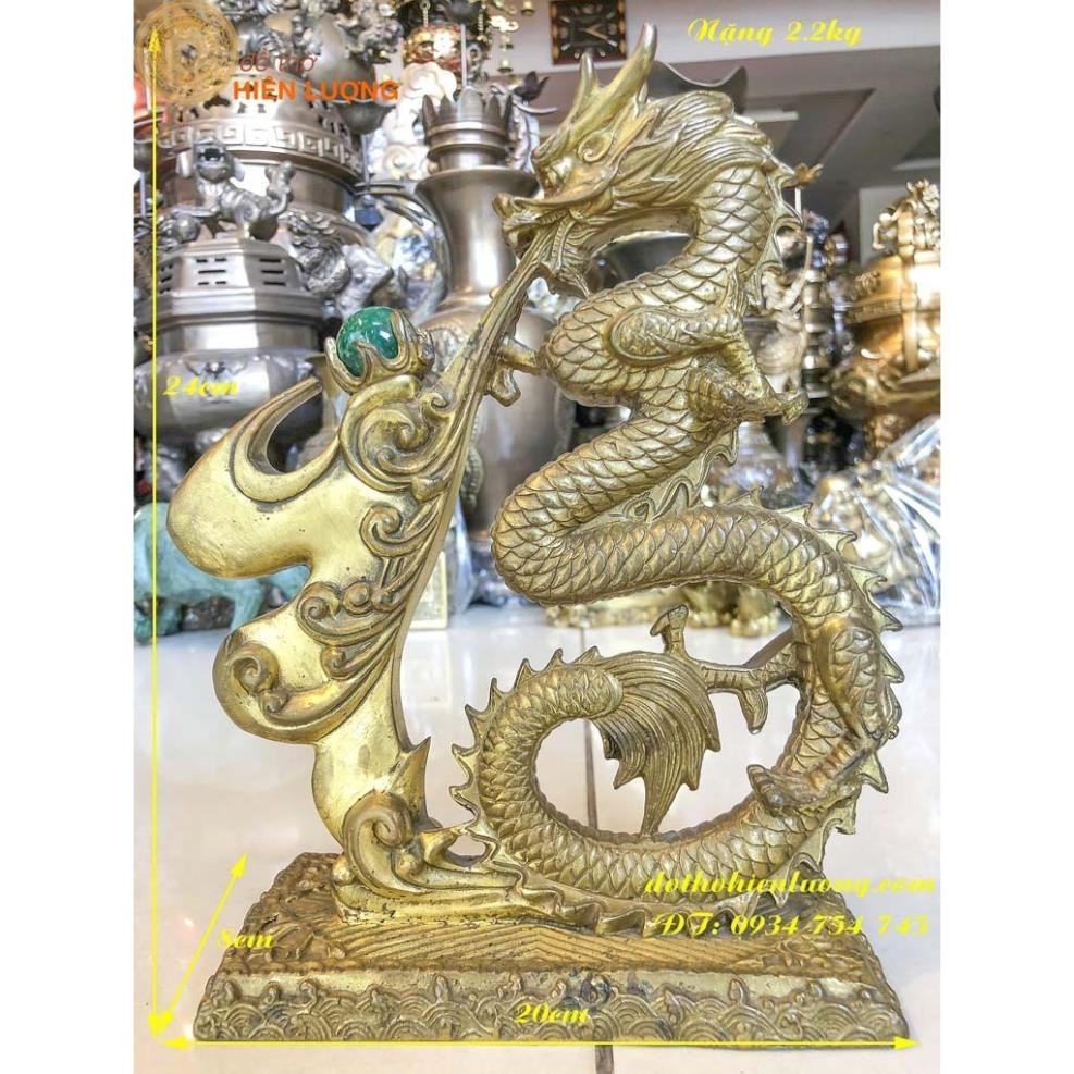Feng Shui Bronze Green Jade Dragon Statue, LxWxH: 20x8x24cm Weight 2.2 ...