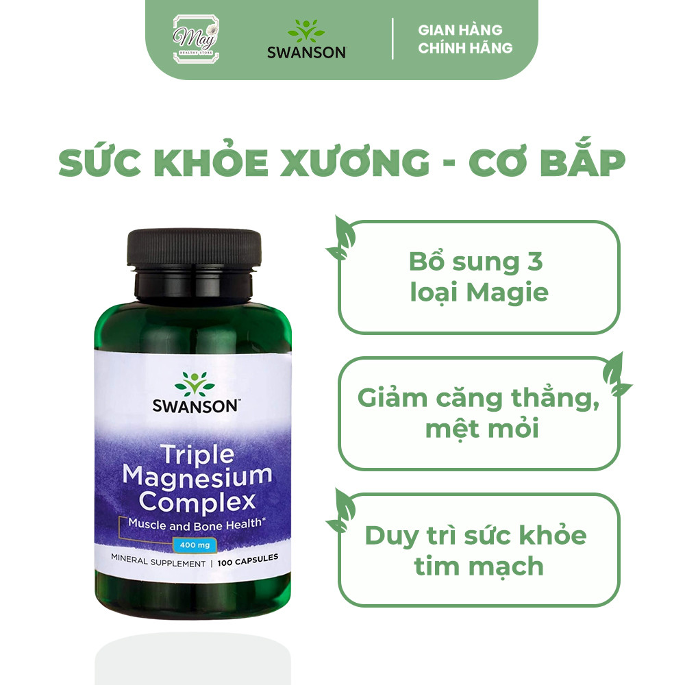 Swanson Triple Magnesium Complex 400mg 1000 Tablets/Bottle) | Shopee ...
