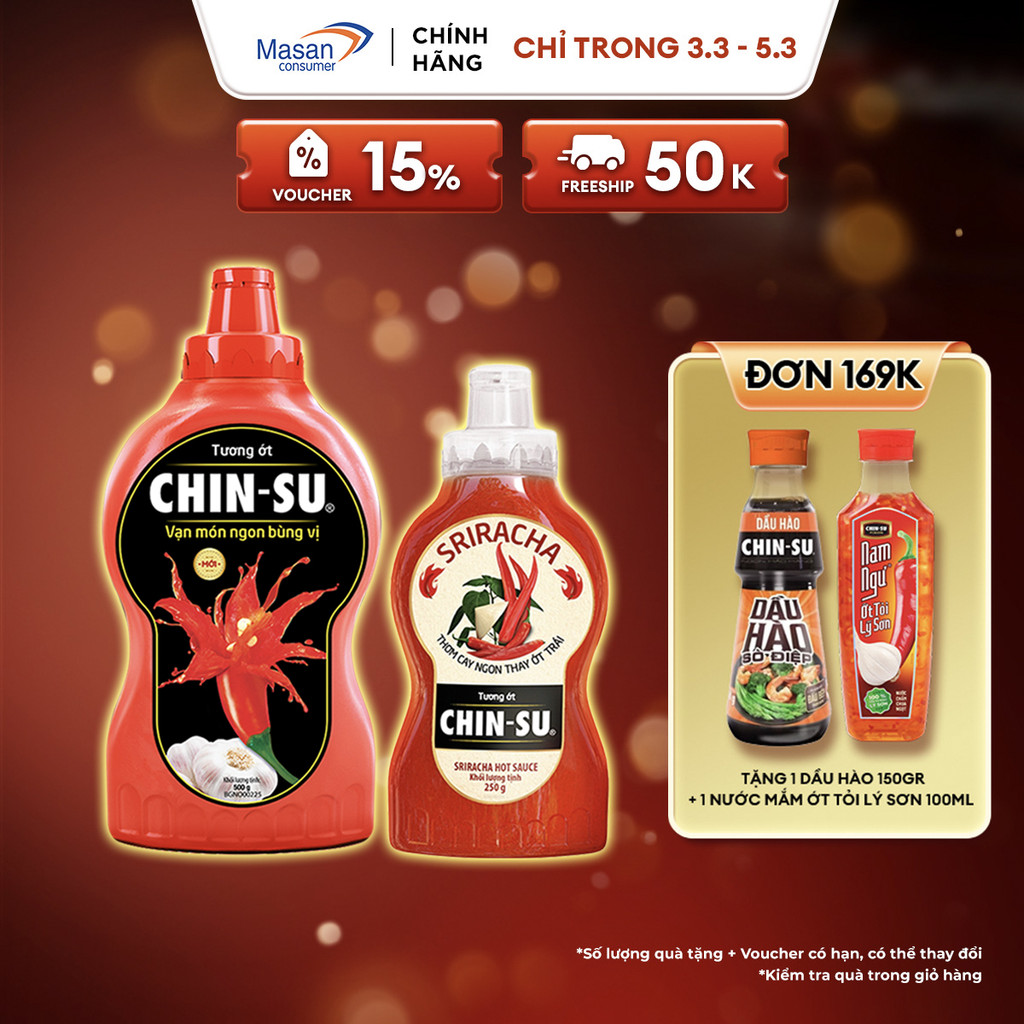 Combo CHIN-SU Chili Sauce 500G + Sriracha Chili Sauce 250G (Packaging ...