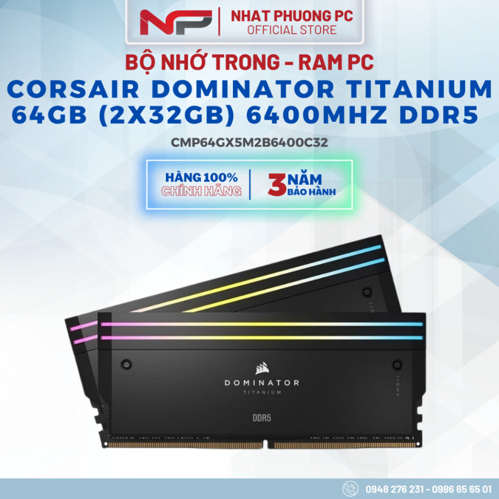 Corsair Dominator Titanium Ram 64GB (2x32GB) 6400MHz DDR5 ...
