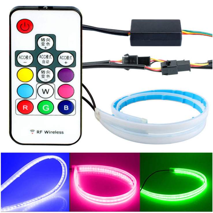 Audi eyelid led strip running effect with remode waterproof control ...